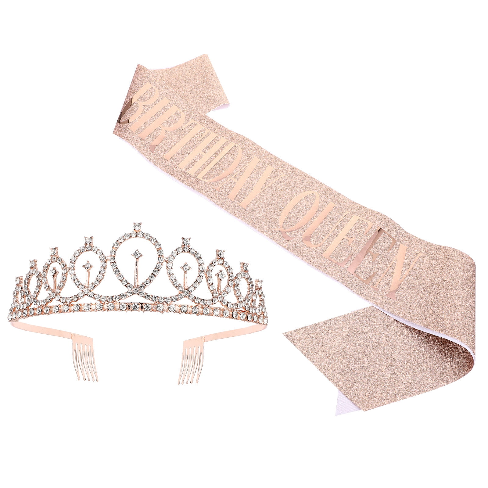 RENACLIPY 2Pcs Birthday Sash for Women Crown and Sash Design Rose Gold ...