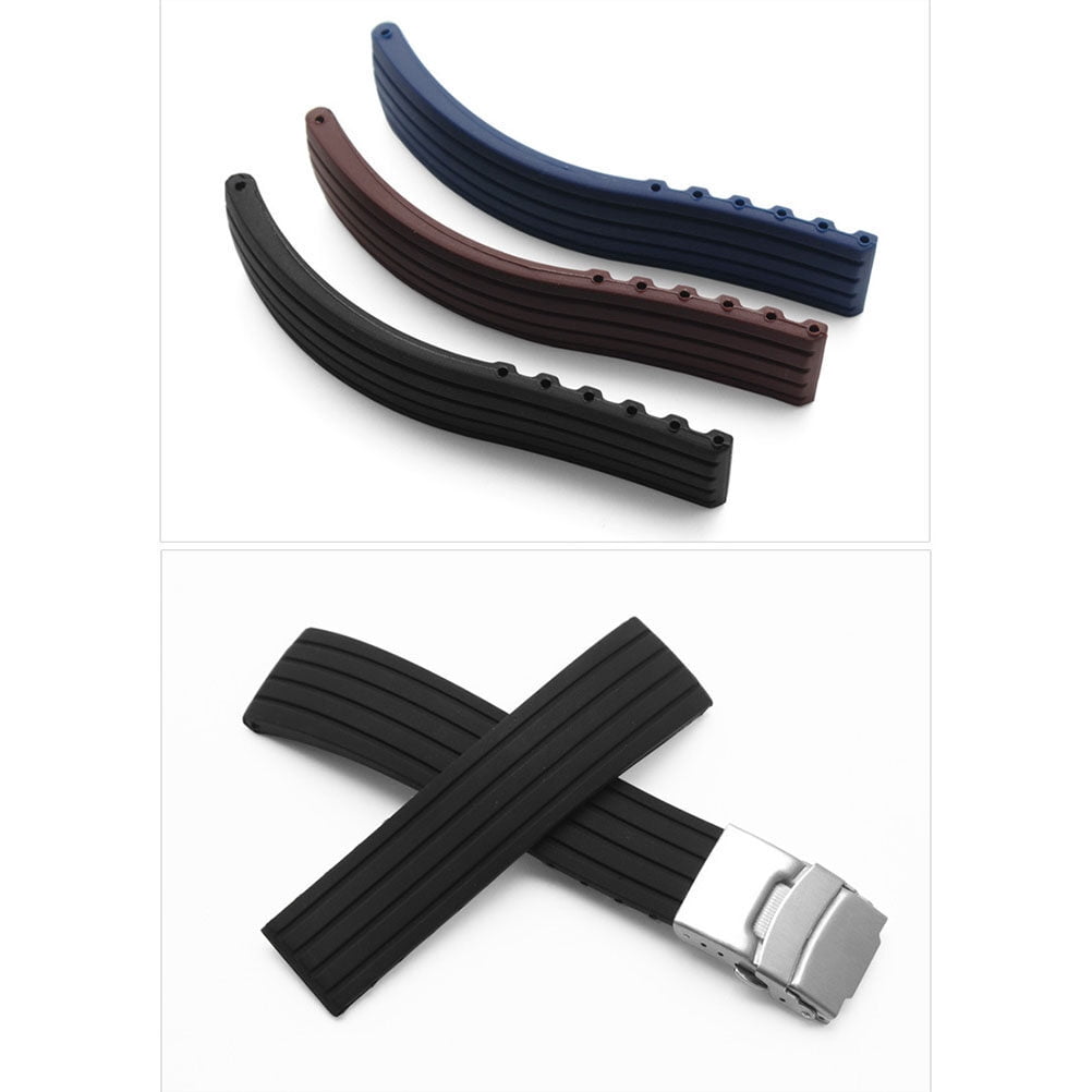 RENACLIPY 2Pcs Black Silicone Watch Band Strap Waterproof Foldable for ...