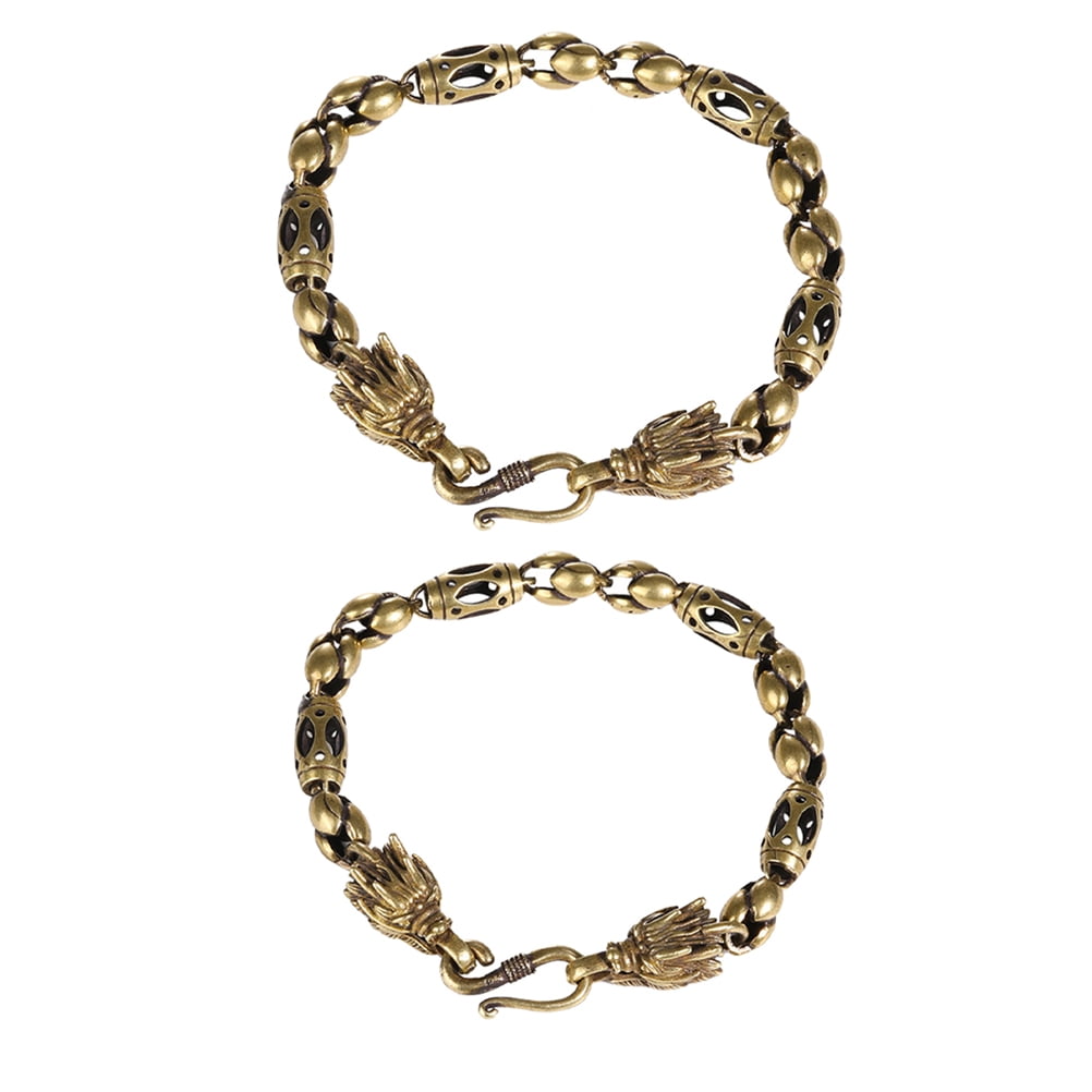 RENACLIPY 2Pcs Antique Bronze Dragon Charm Bracelet Set with Minimalist ...