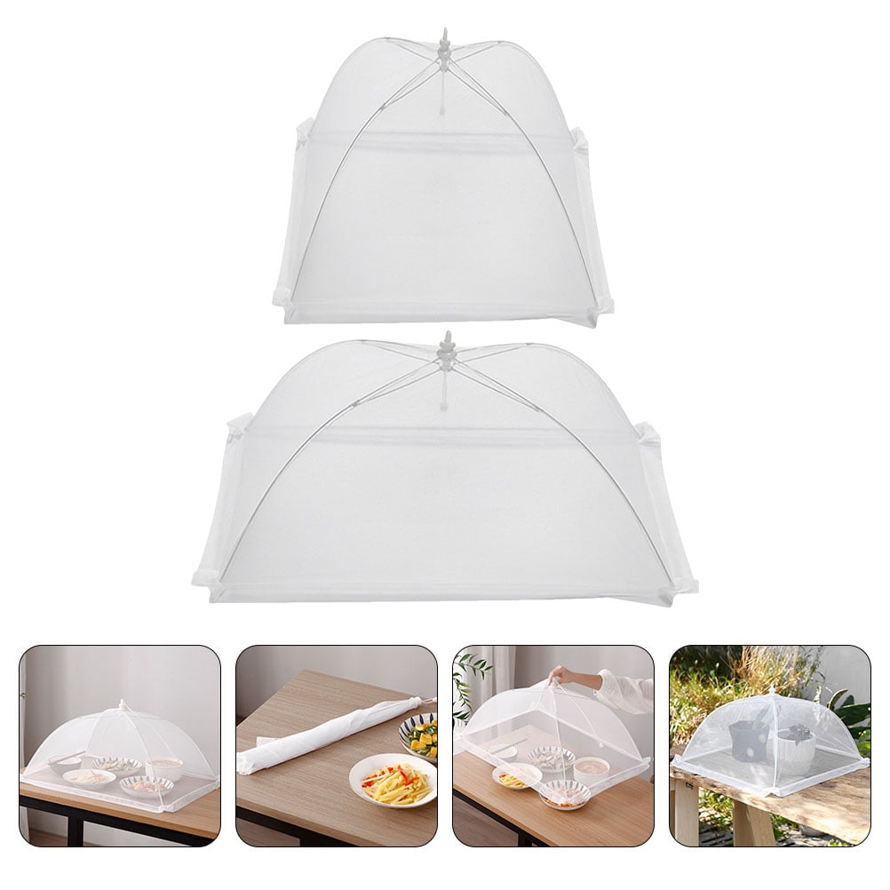 RENACLIPY 2pcs Protective Food Cover Rectangle Polyester Net Steel Wire ...