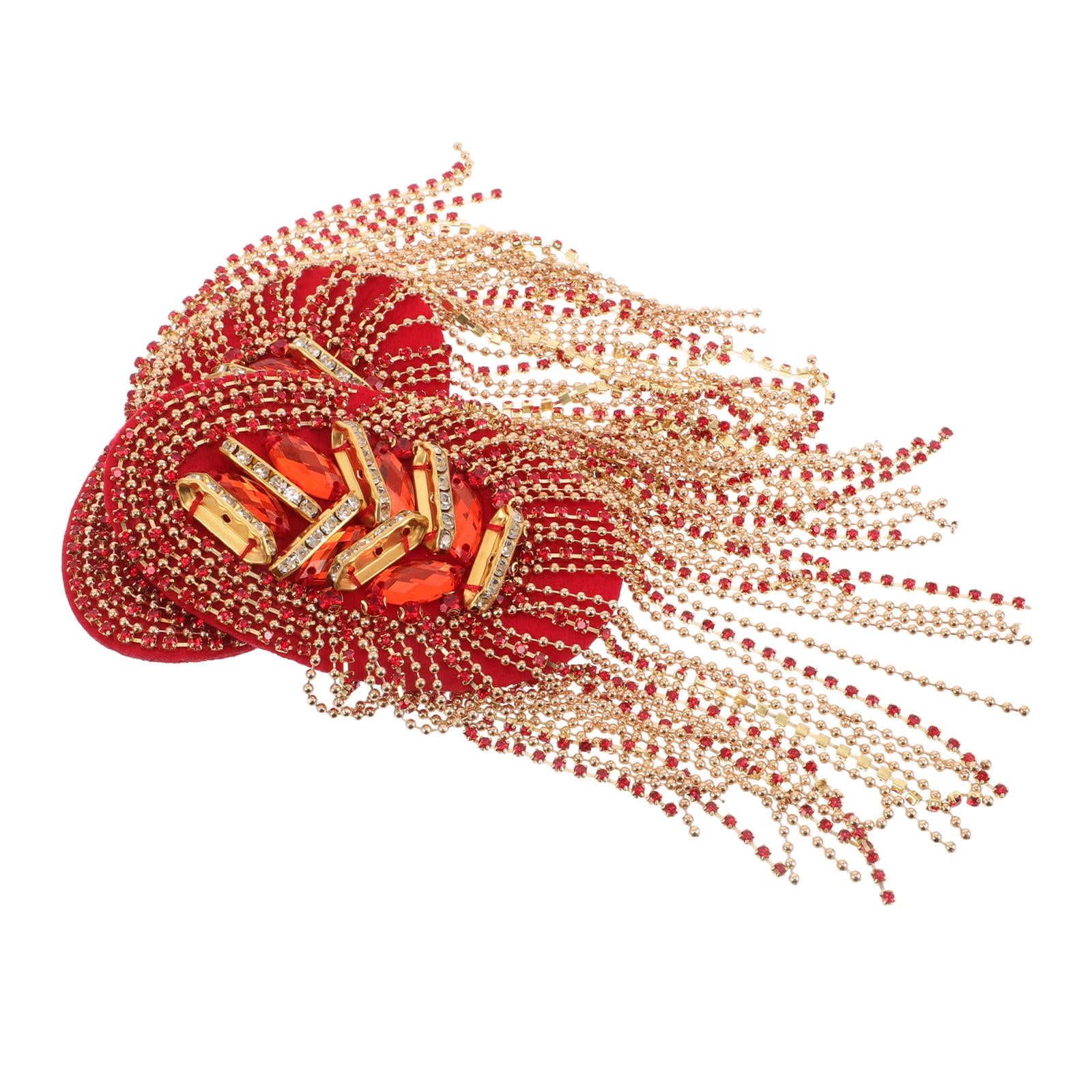 RENACLIPY Red Metal Punk Shoulder Patches with Beaded Tassels for ...