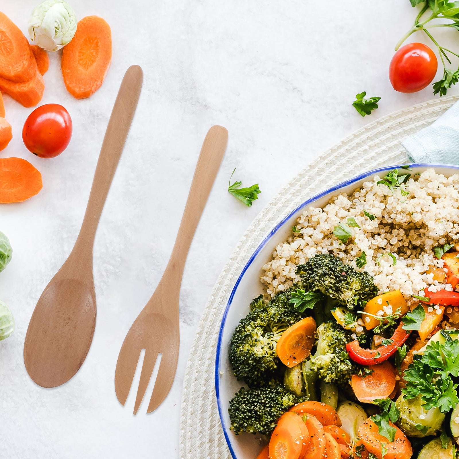 RENACLIPY Salad Servers Set Light Brown 2-Piece Salad Serving Utensils ...