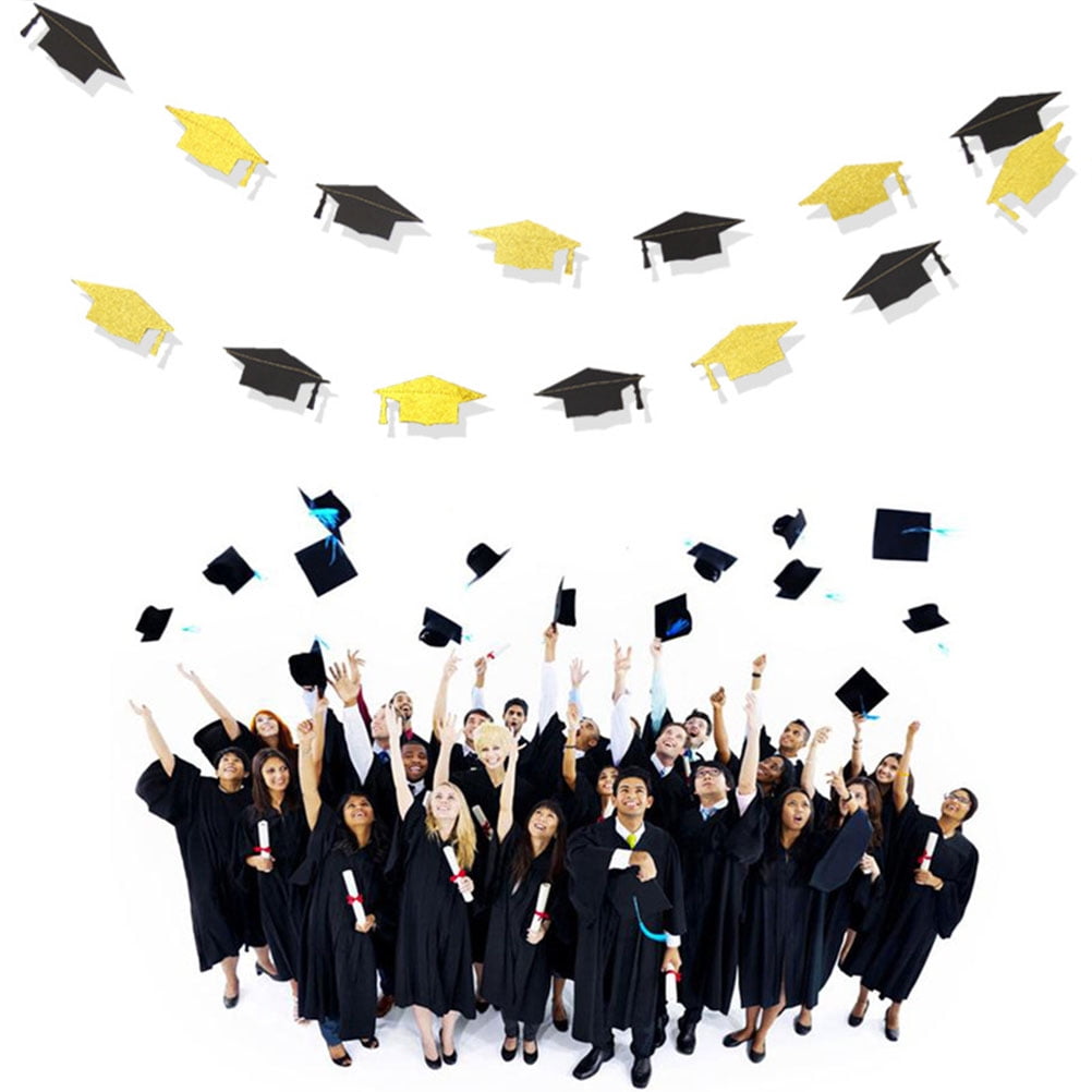 RENACLIPY 2Set Graduation Hanging Banner Set Flag Shape for Students ...