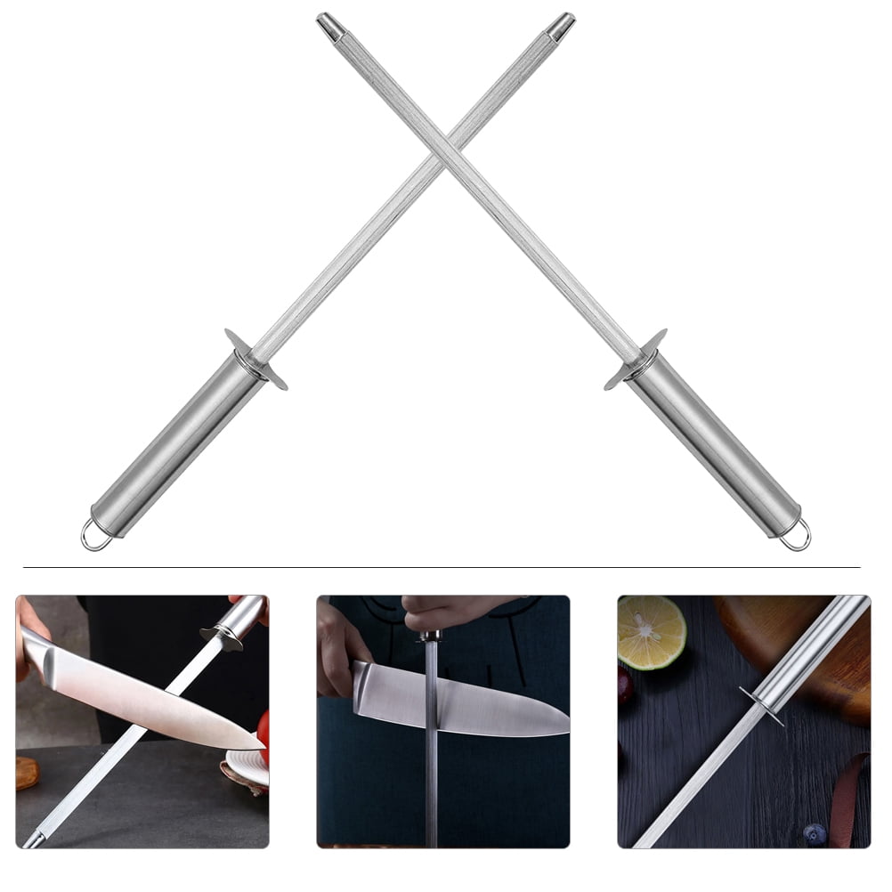 RENACLIPY Portable Sharpening Stick for Home Kitchen Use Silver 2 Pcs ...