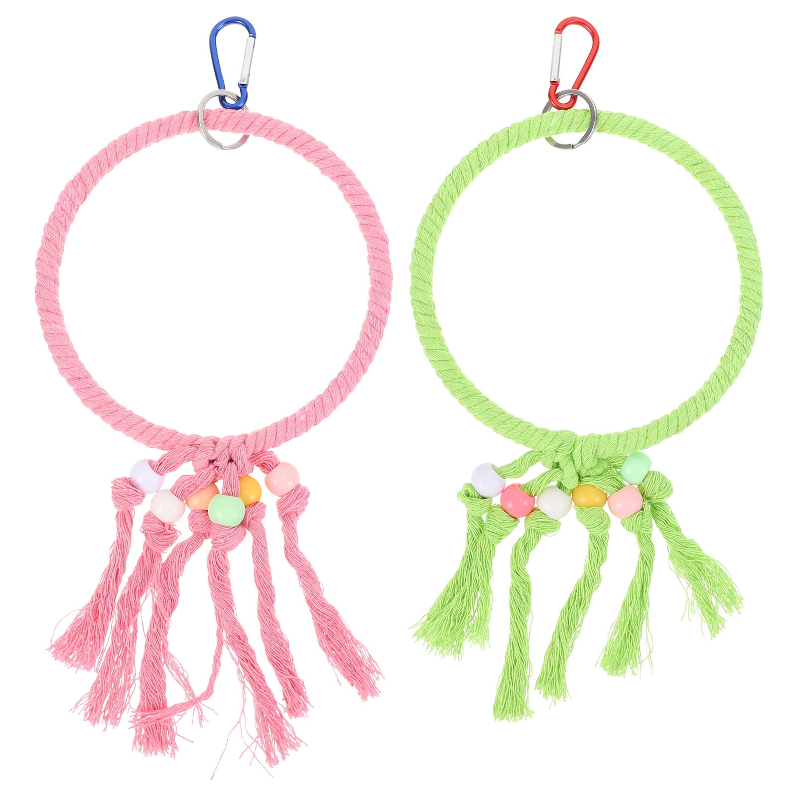 RENACLIPY 2pcs Hanging Bird Cage Rope Parrot Chewing Rings For Playtime ...