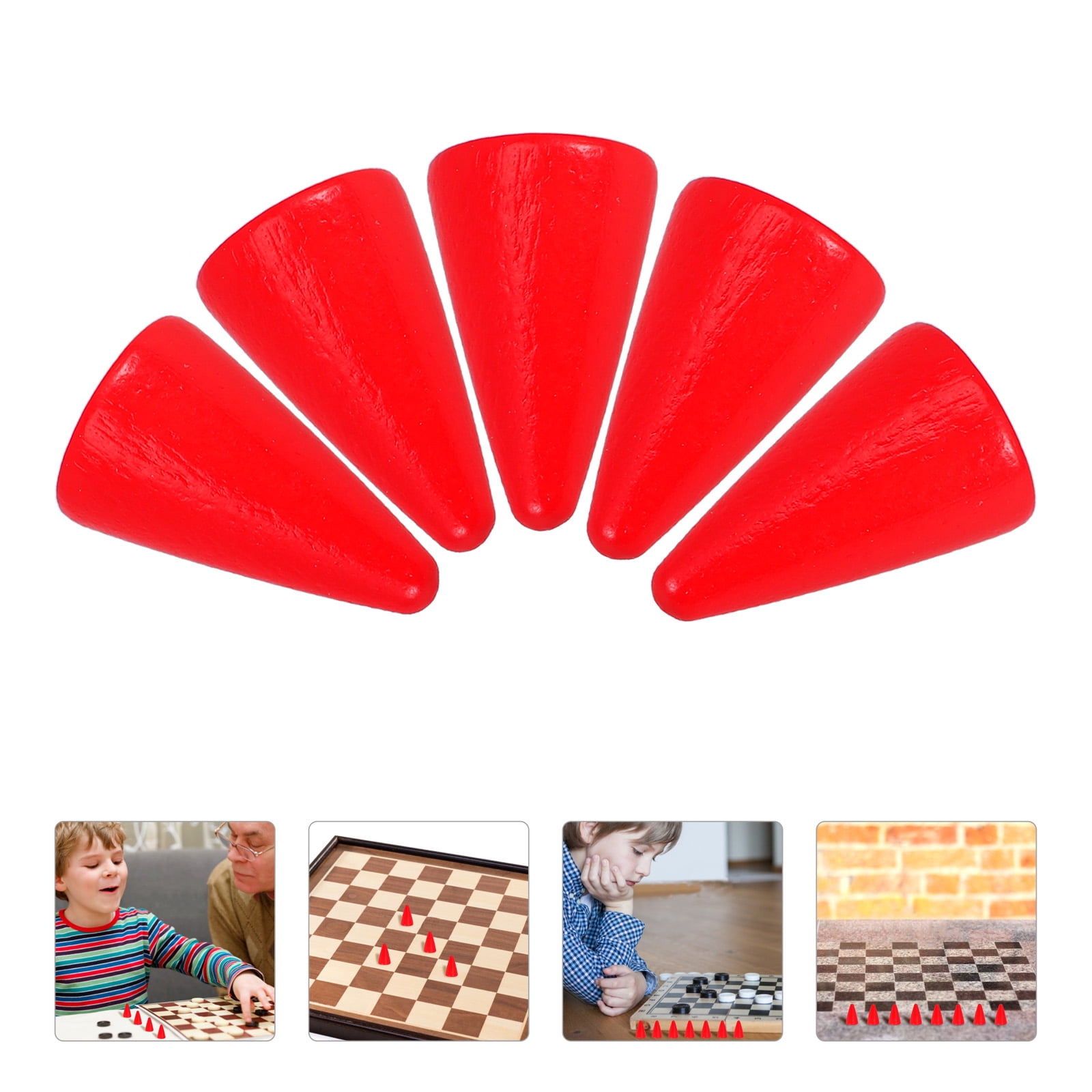 RENACLIPY Red Wood Chess Pieces Renaclipy 30Pcs Set for Children ...