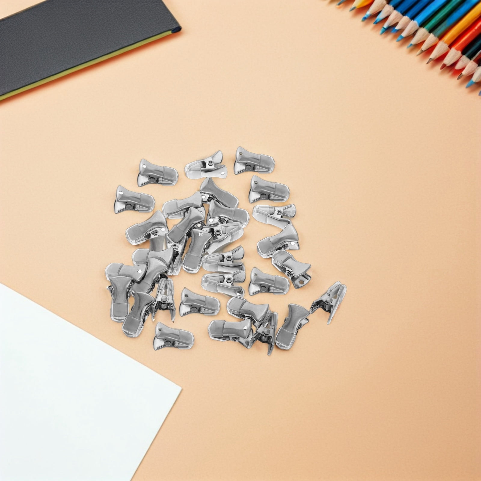 RENACLIPY 30Pcs Plated Silver Flat Mouth Alligator Clips for Crafting ...