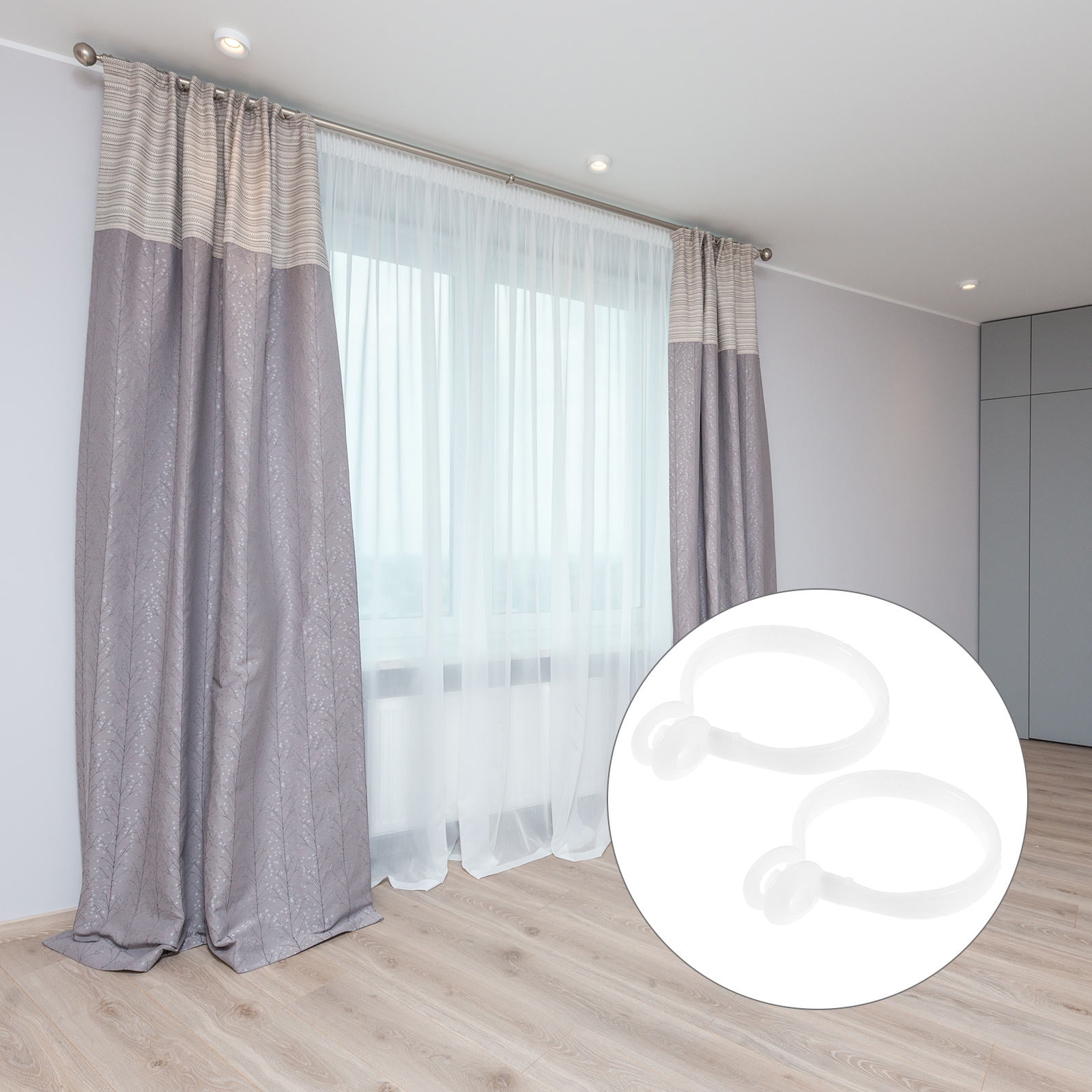 RENACLIPY Curtain Rings White Plastic for Home Use Sturdy and Smooth ...