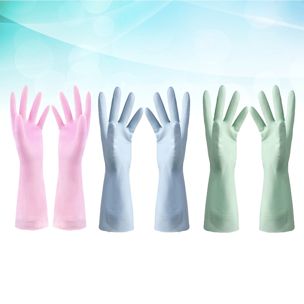 RENACLIPY 3Pairs Waterproof Kitchen Gloves Assorted Color for Food ...