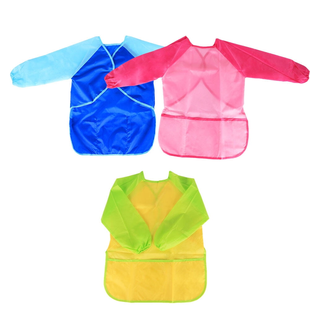 RENACLIPY 3Pcs Blue Waterproof Painting Smock Easy Clean Adjustable ...