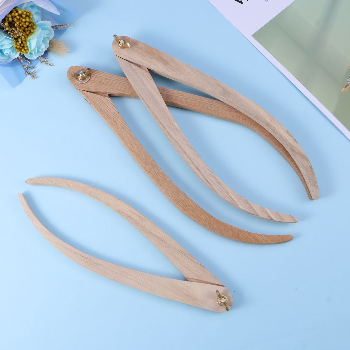 RENACLIPY 3Pcs Calipers for Pottery Adjustable Curved Legs Wood Design ...