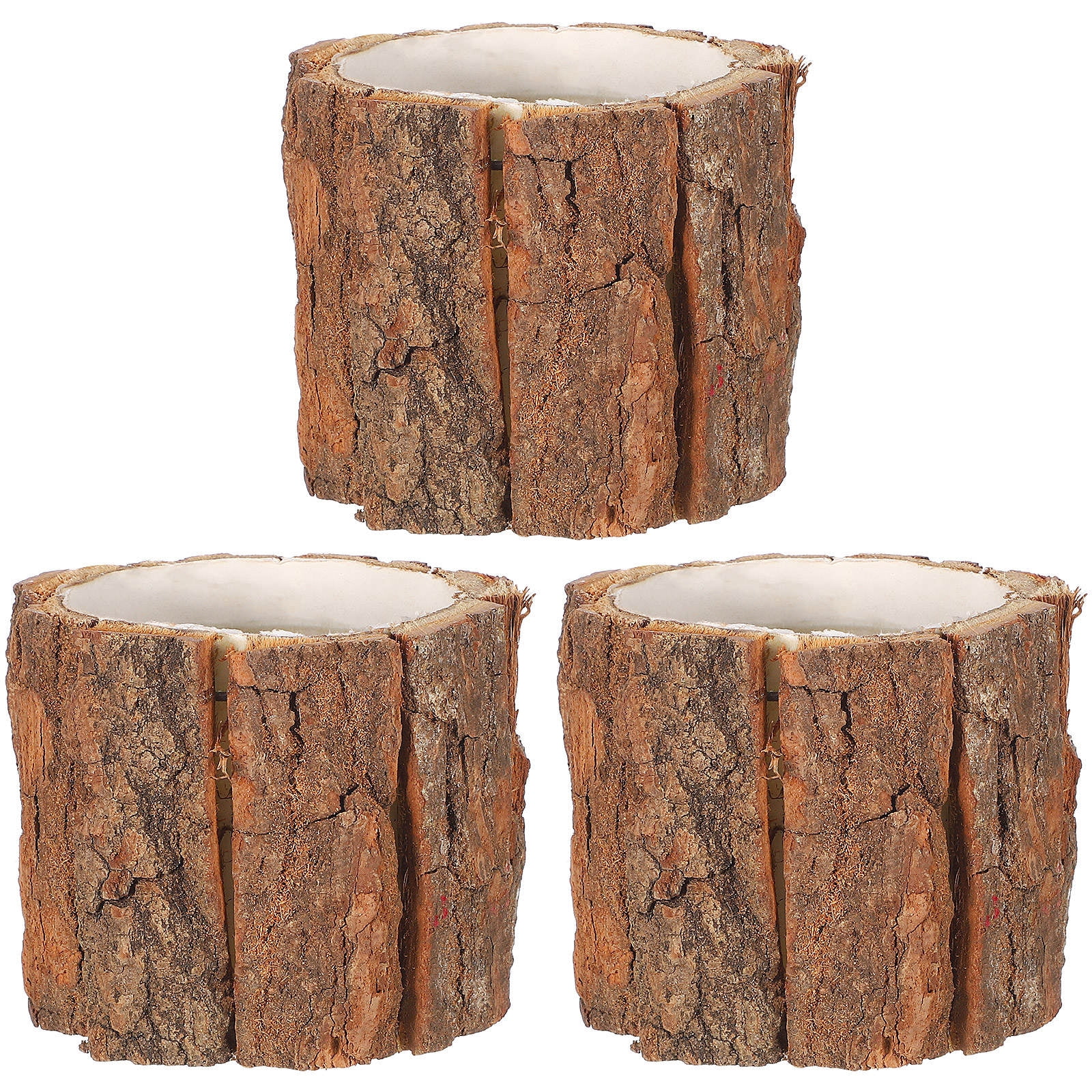 RENACLIPY 3Pcs Natural Wood Bark Flower Pots for Decorative Use in ...