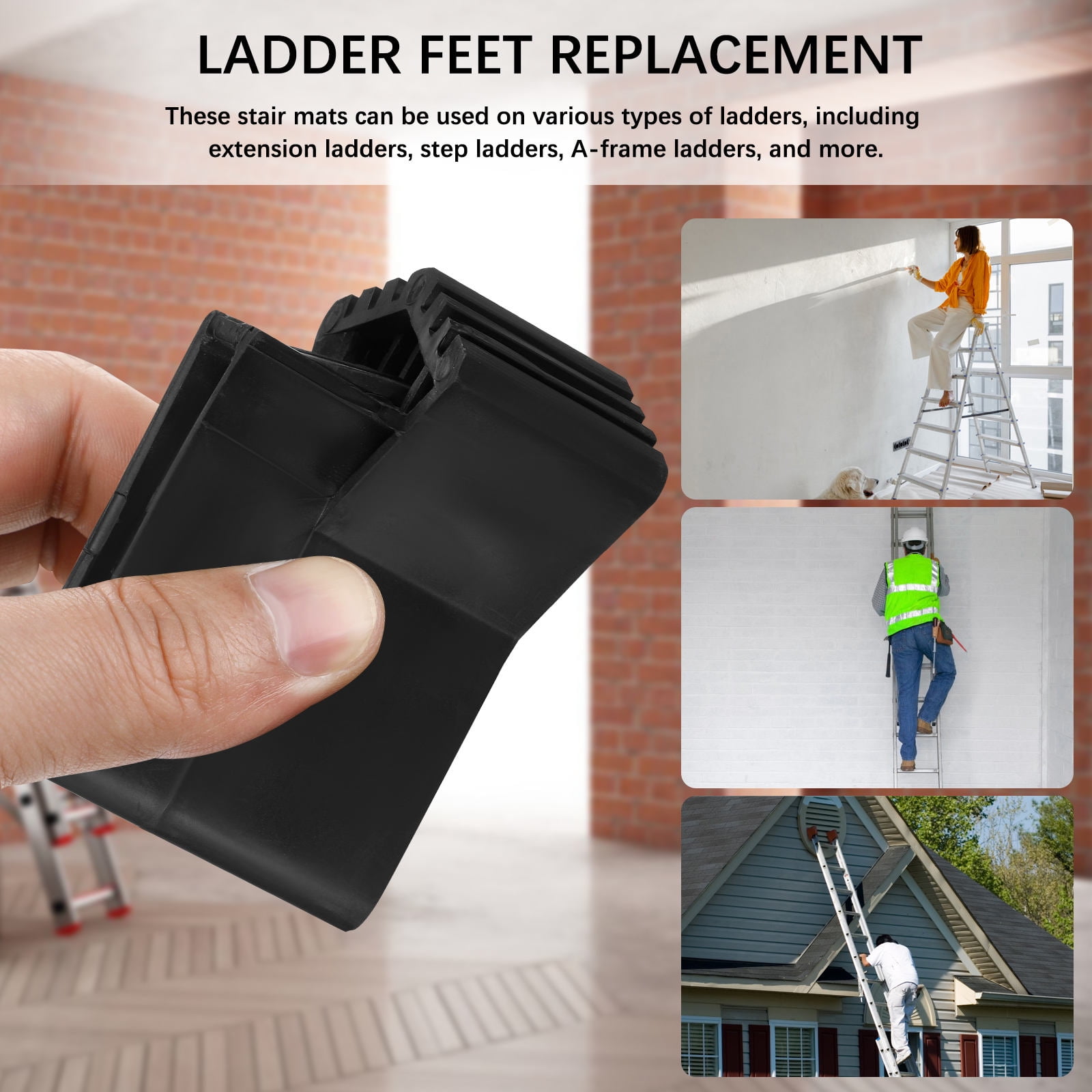 RENACLIPY 4 Pcs Adjustable Step Ladder Feet Cushions Plastic Black for ...