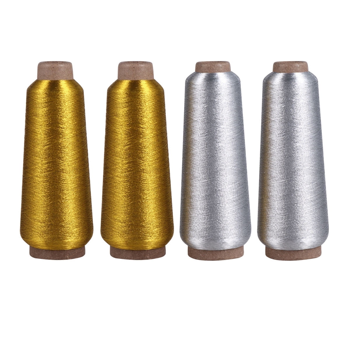 RENACLIPY 4 Rolls Embroidery Crochet Threads Golden Silver Metallic ...