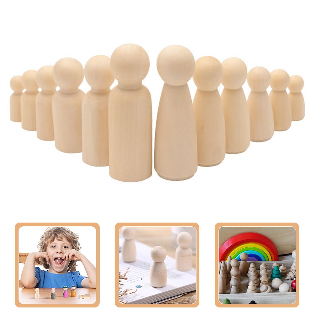 RENACLIPY 40Set Peg Figures Wooden Peg Dolls Khaki For Creative ...