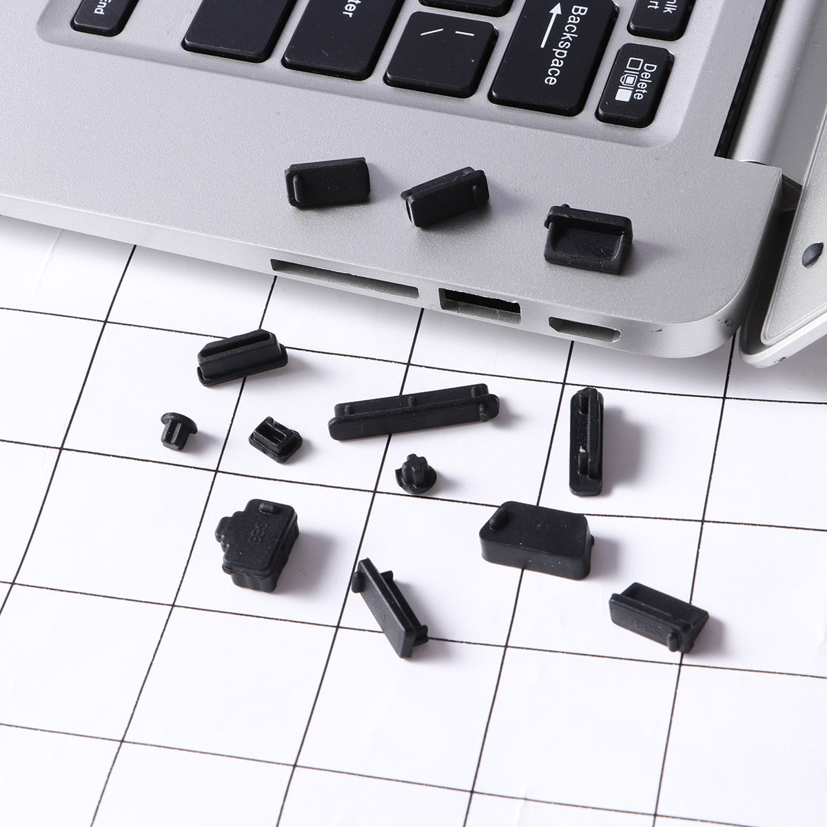 RENACLIPY 4Set Black Silicone Port Dust Plugs for Mobile Power and ...