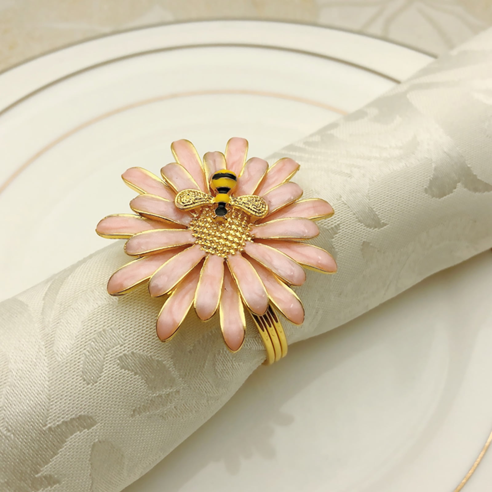 RENACLIPY 4Set Napkin Rings Flower Assorted Color Table Decoration for ...