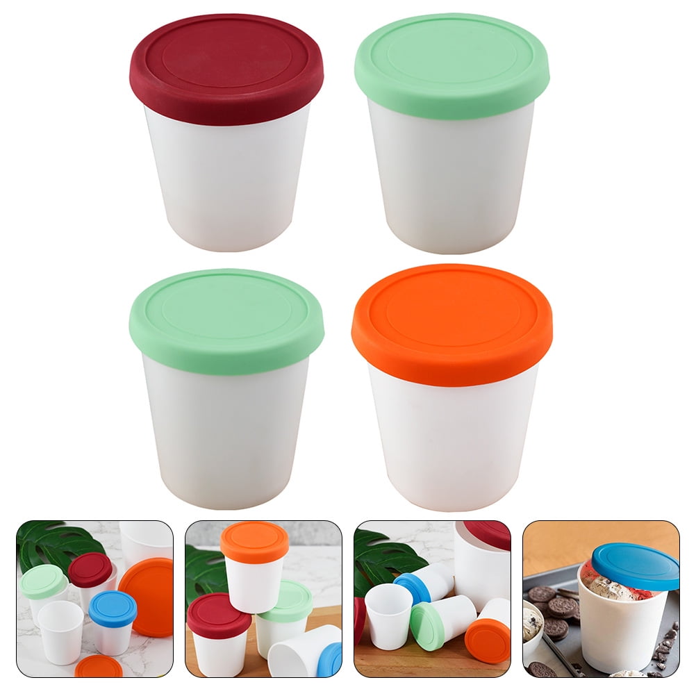 RENACLIPY 4Set Plastic Ice Cream Bowls Assorted Color PP Silicone ...