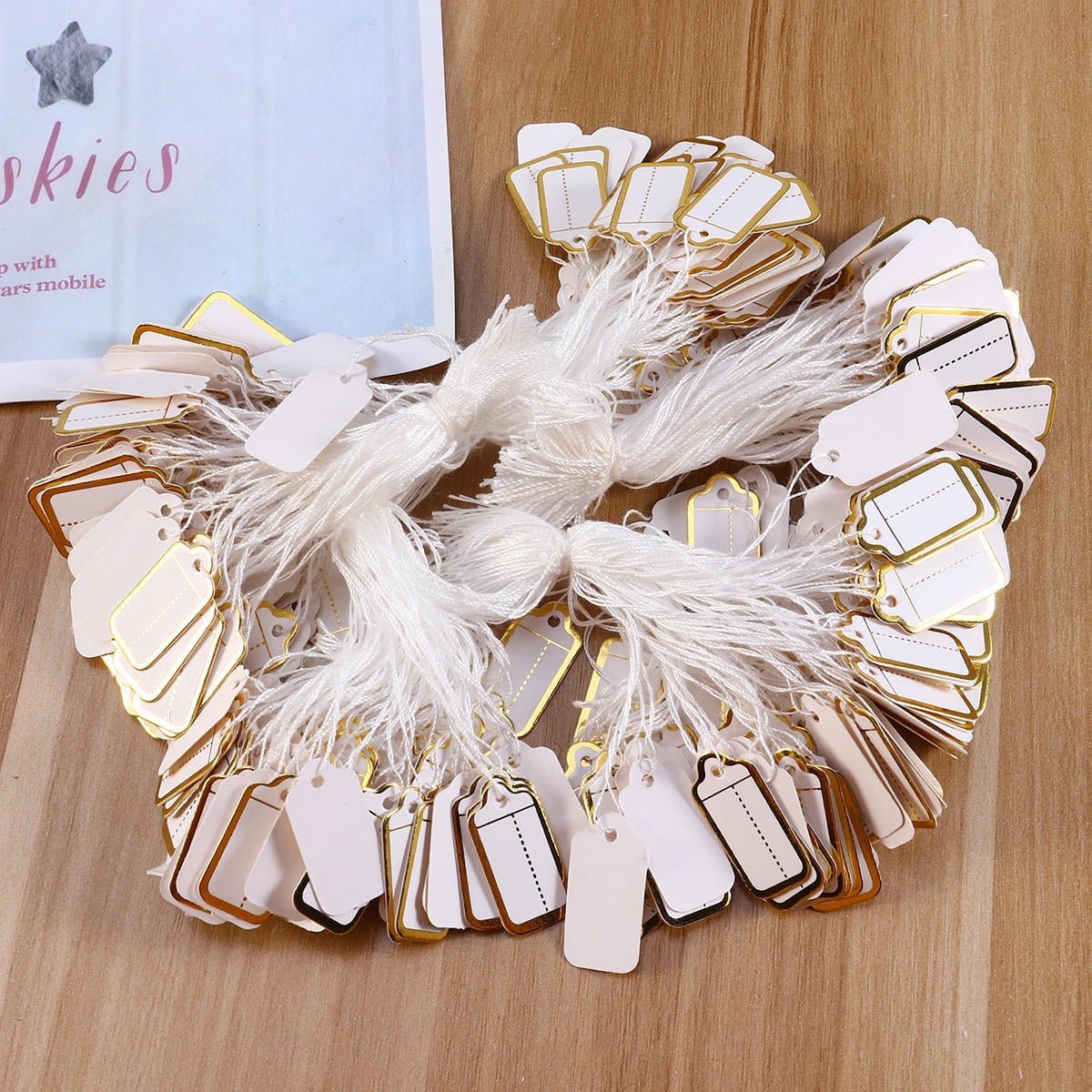 RENACLIPY 500Pack Jewelry Tag Roll Golden Hanging Identification for ...