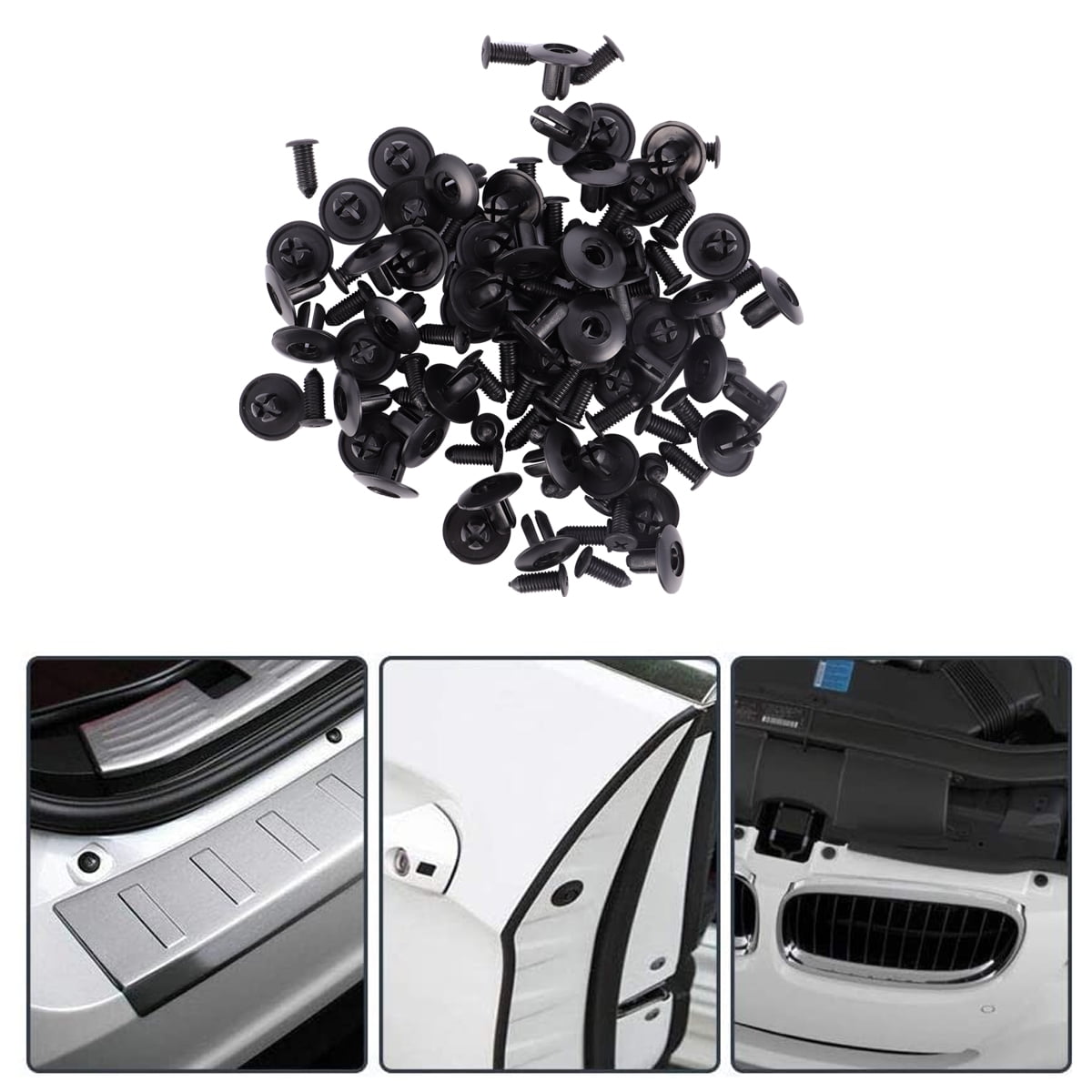 RENACLIPY 50Pcs Black Plastic Buckle Automotive Plastic Fasteners for ...