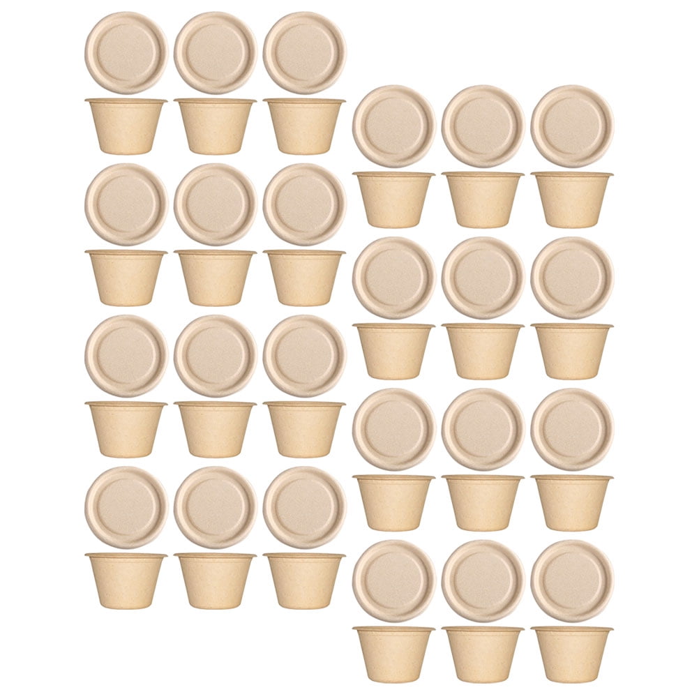 RENACLIPY 50Pcs Dipping Sauce Cups Round Paper Pulp Sealing Condiment ...
