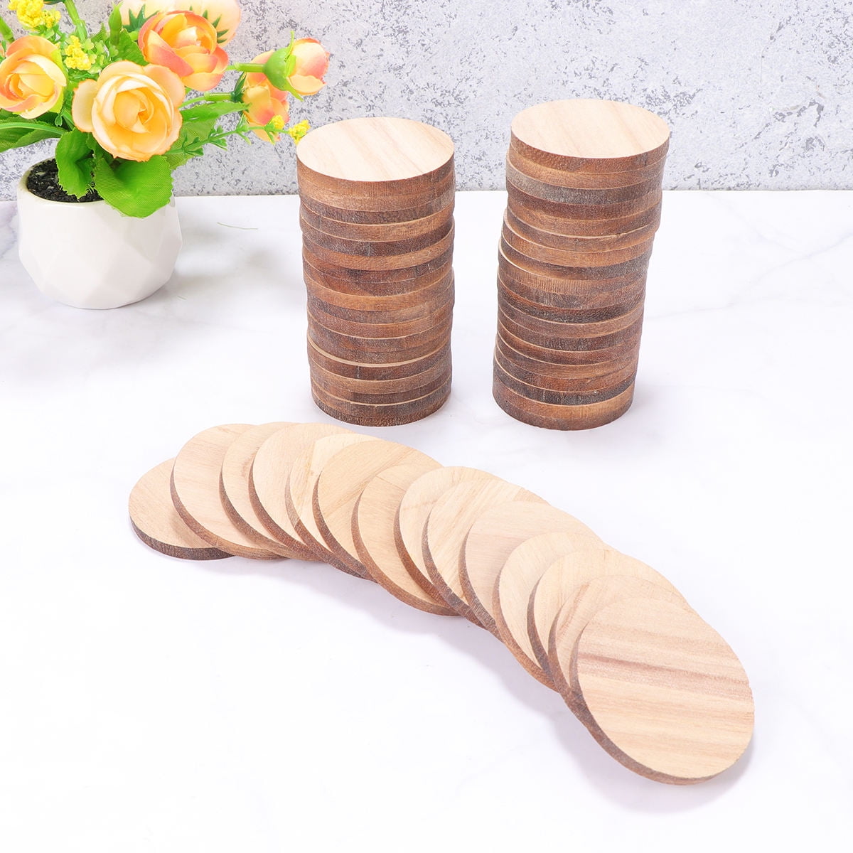 RENACLIPY 50Pcs Wood Rounds Discs Diy Supplies for Diy Clothing Lovers ...