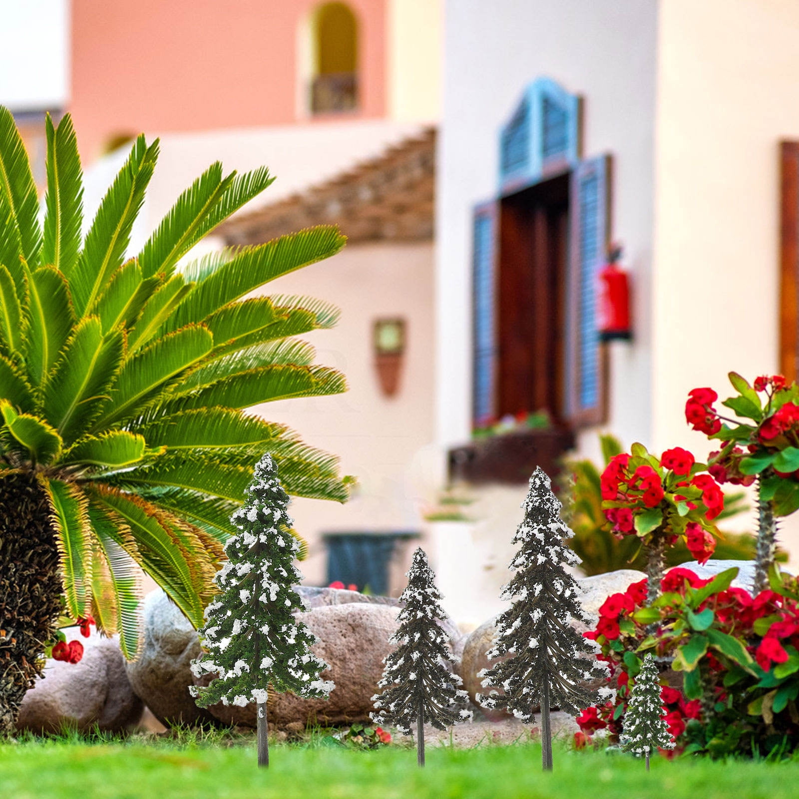 RENACLIPY 54Pack Mini Pine Trees Assorted Colors ABS Sponge for Diorama ...