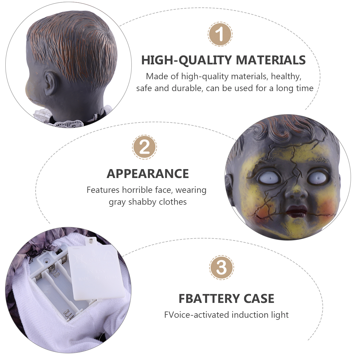 RENACLIPY Motion Activated Noise Maker Doll Black Plastic 1Set ...