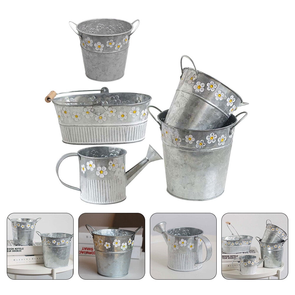 RENACLIPY Rustic Iron Vase Set 5Pcs Vintage Flower Containers Home ...