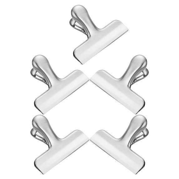 RENACLIPY 5Pcs Metal Food Clips Airtight Silver Binder Clips for ...