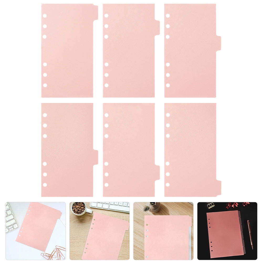 RENACLIPY 6 Sheets Pink Plastic Binder Index Divider Sheets for Home ...