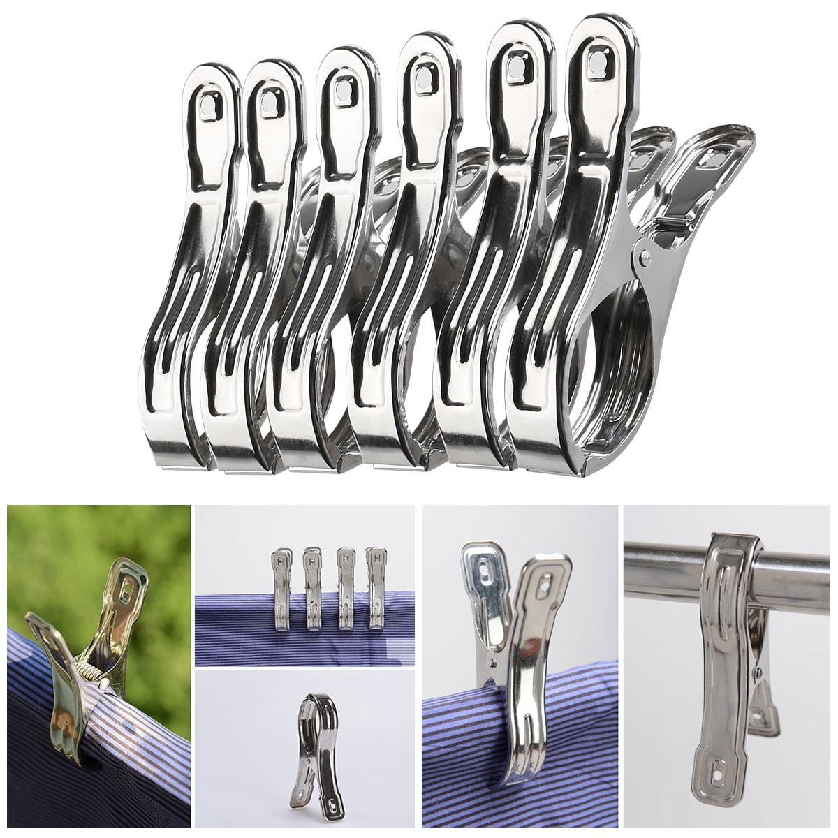 RENACLIPY 6Pcs Heavy Duty Towel Clips Stainless Steel Preventing ...
