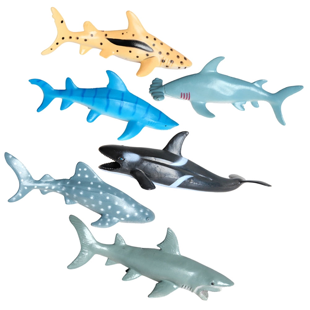 RENACLIPY 6Pcs Ocean Creature Simulation Shark Models Assorted Color ...