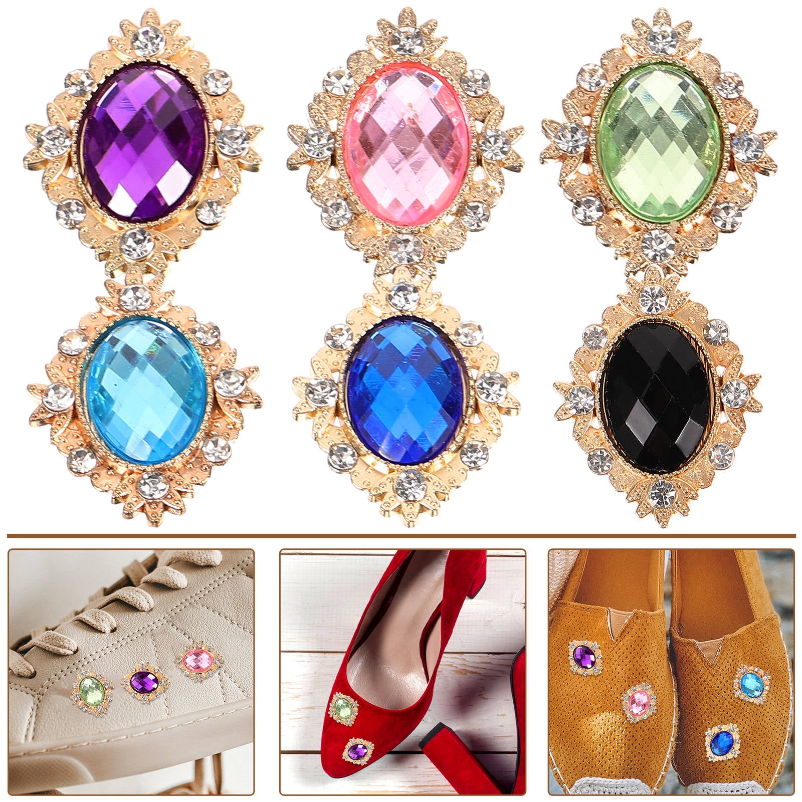 RENACLIPY 6pcs Crystal Shoe Clips for Women, Decorative Shoe ...