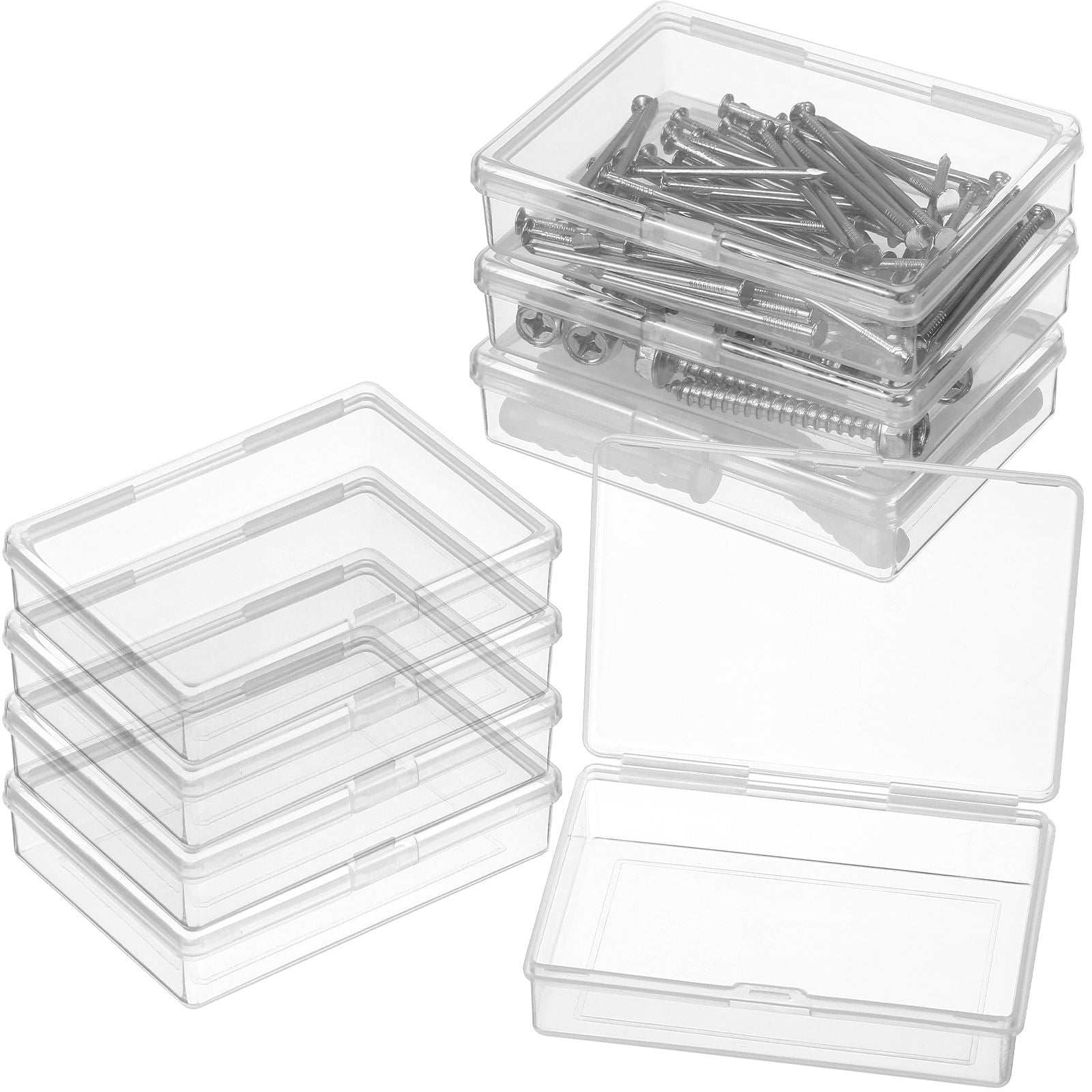 RENACLIPY 8 Pcs Clear Plastic Storage Box Rectangular Compartment ...