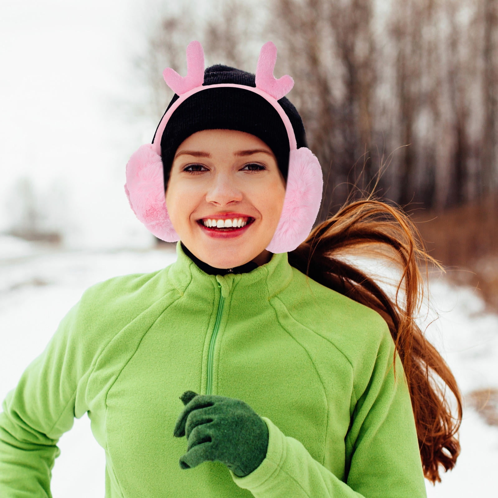 RENACLIPY Animal Ear Muffs Plush Pink 1Set - Walmart.com