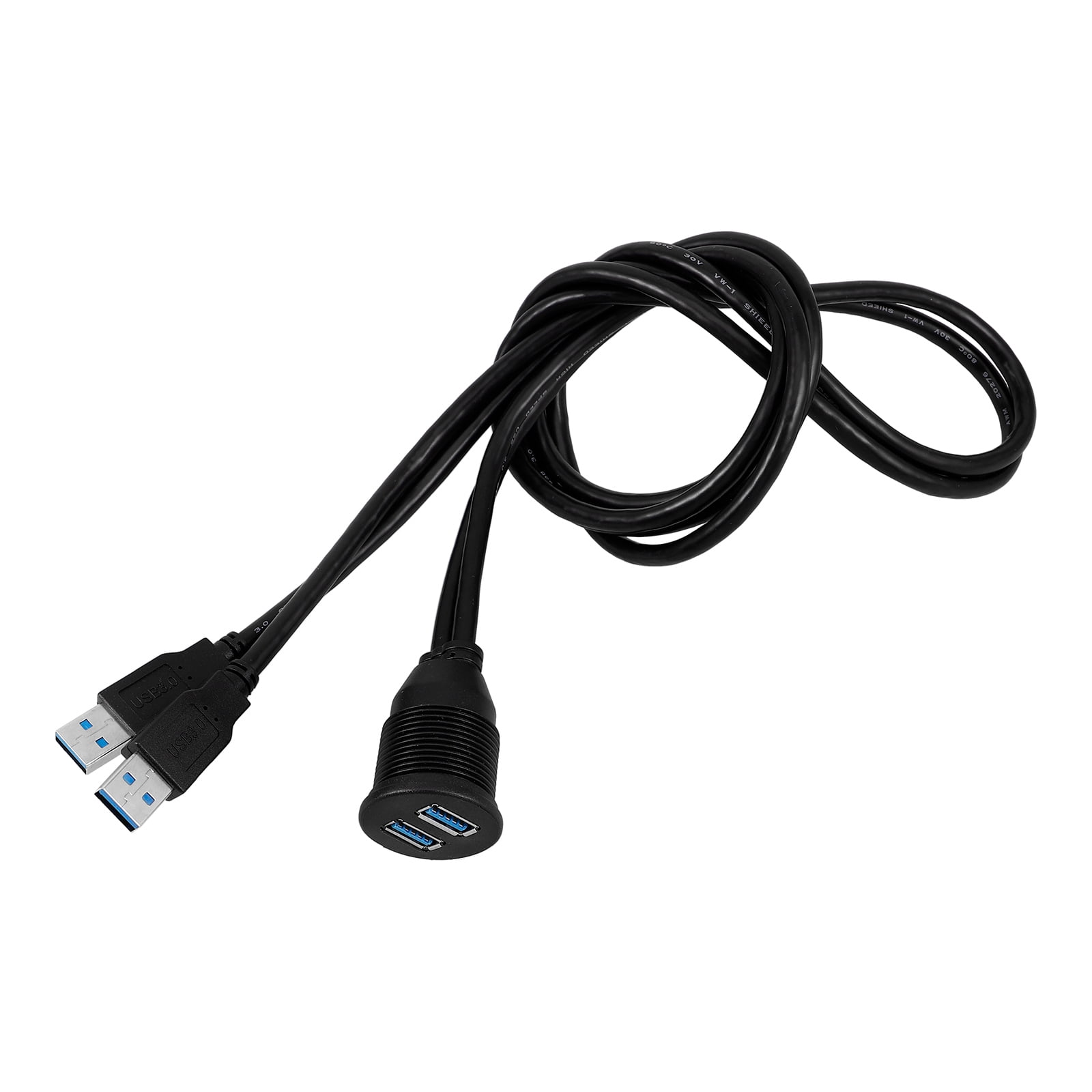 RENACLIPY Dual USB 3.0 Port Panel Mount Extension Cable Black for Car ...