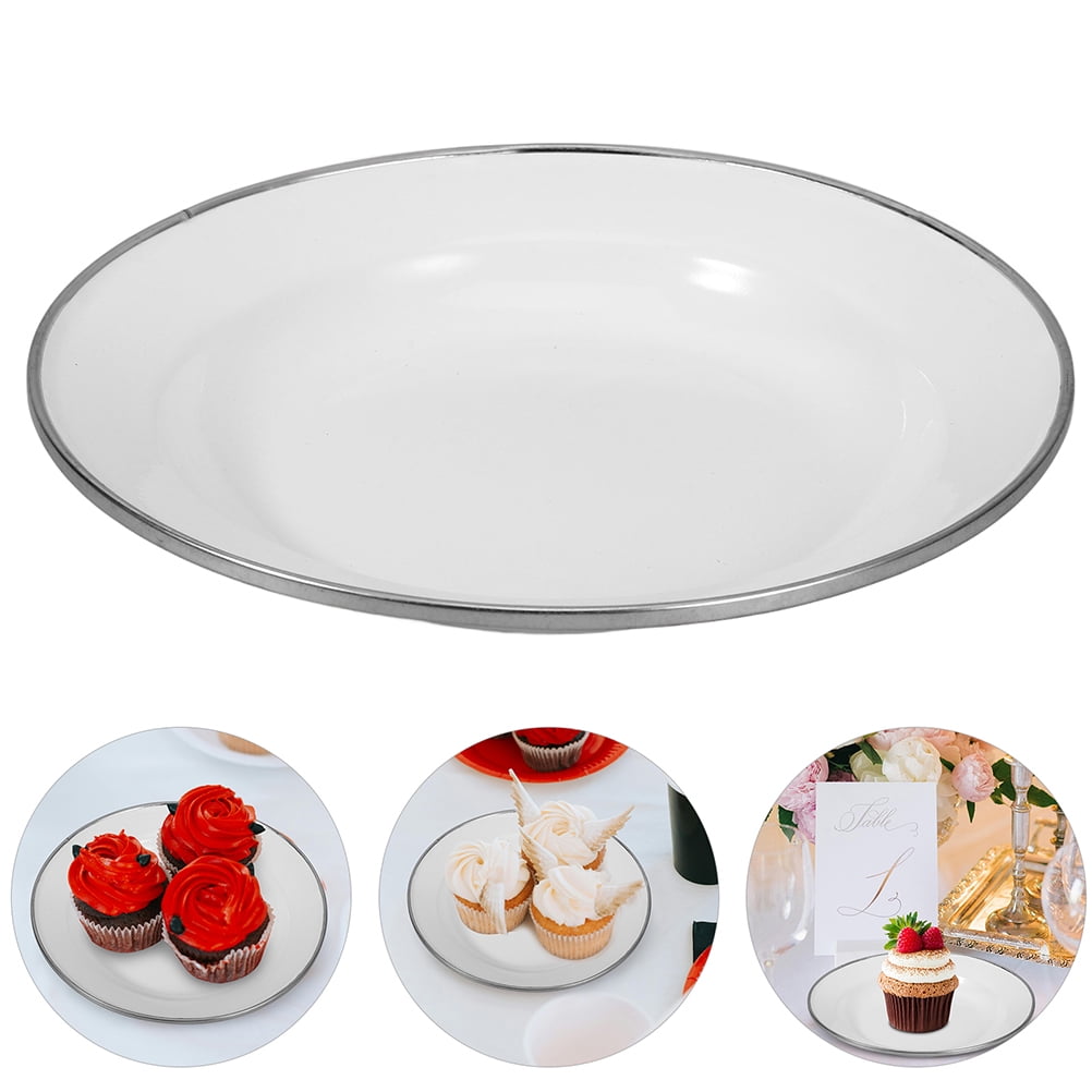 RENACLIPY White Enamel Plate Set - Lightweight Outdoor Dinnerware for ...