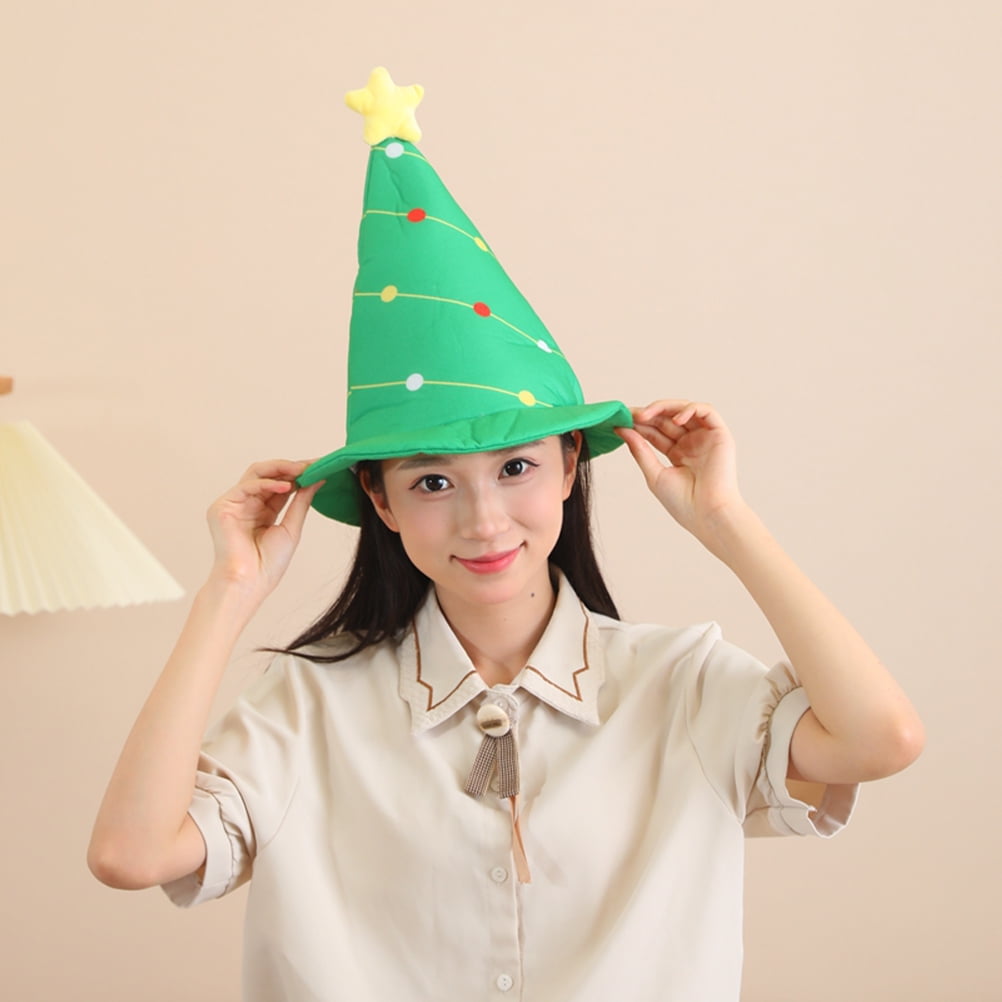 RENACLIPY Festival Hats Women Christmas Tree Hat Plush Fun Party Hat ...