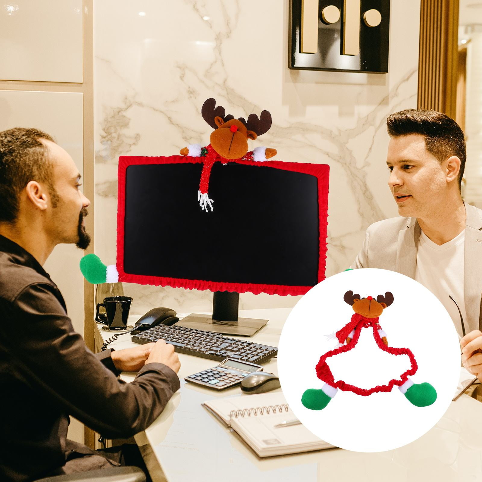 RENACLIPY Computer Display Screen Decoration Fleece Fabric Christmas ...