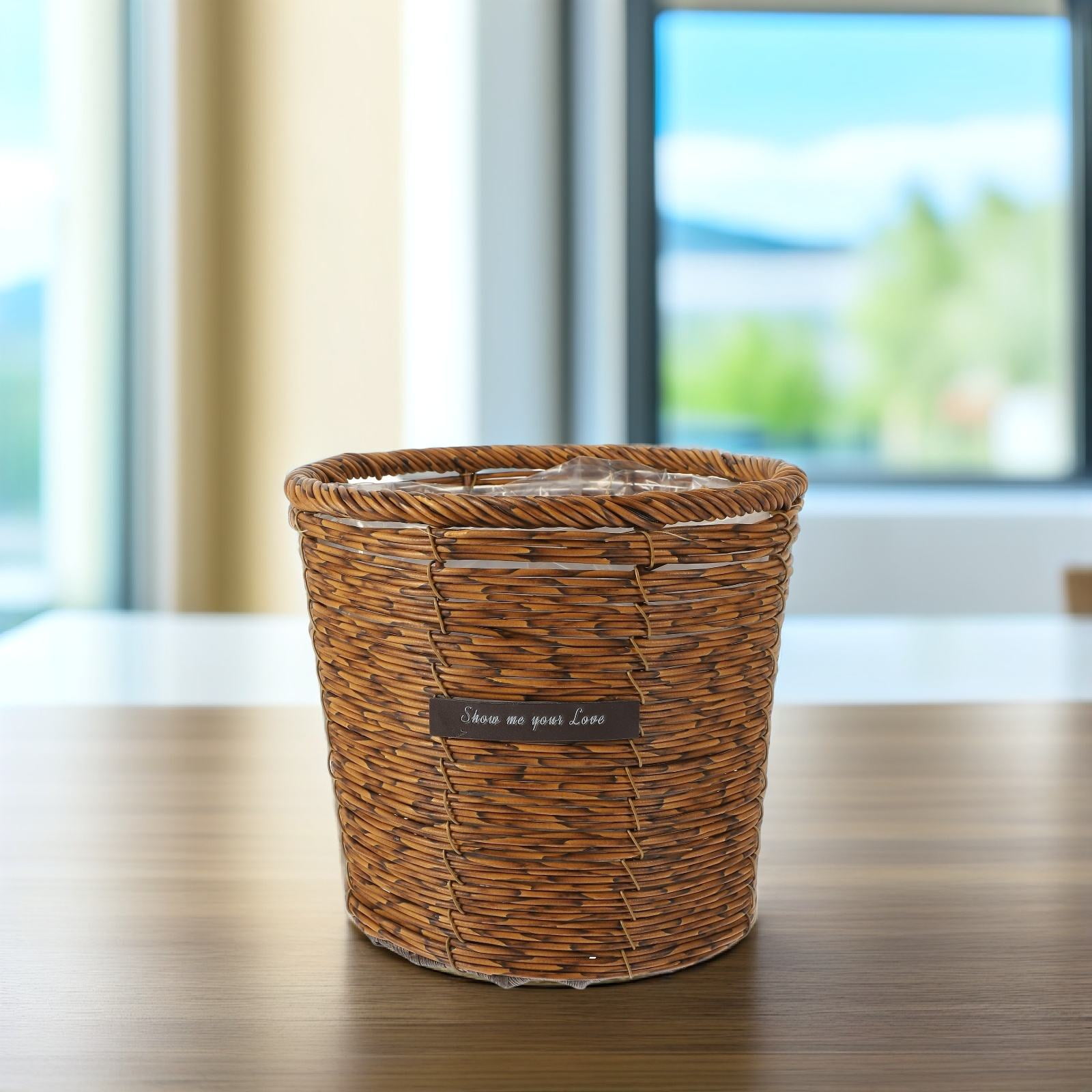 RENACLIPY Boho Decorative Flower Pots Imitation Rattan Indoor Plant ...