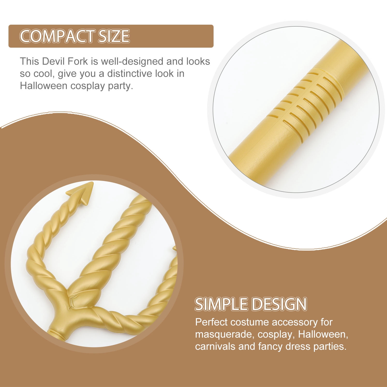 RENACLIPY Fork Detachable Golden Plastic 1Pack for Gothic Theme Party ...