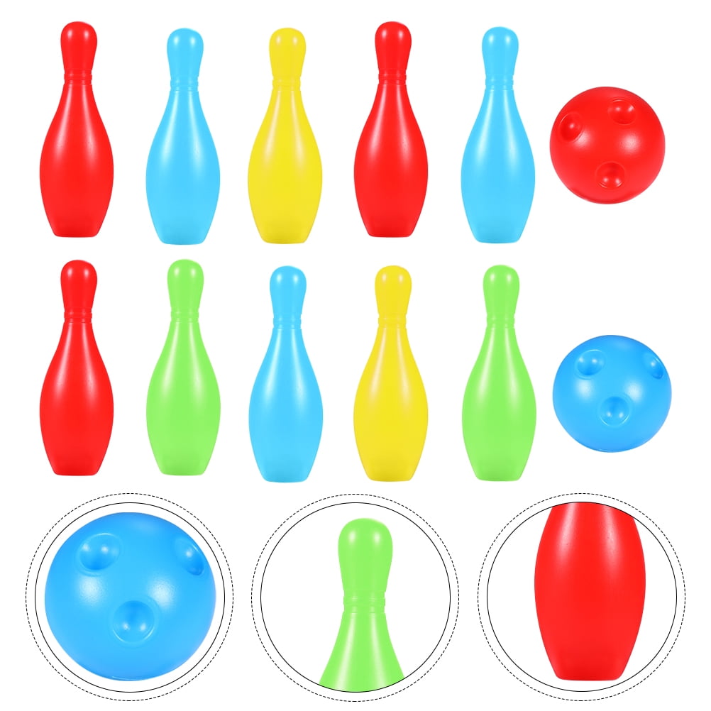 RENACLIPY Mini Bowling 1 Set Assorted Color Plastic for Kids Hand Eye ...