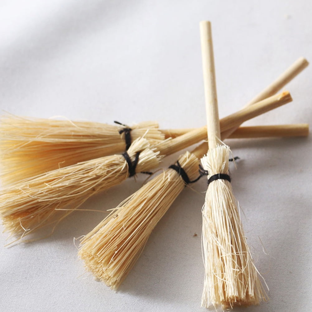 RENACLIPY Miniature Things Mini Broom Ornaments Light Brown 24Pcs 3.7In ...