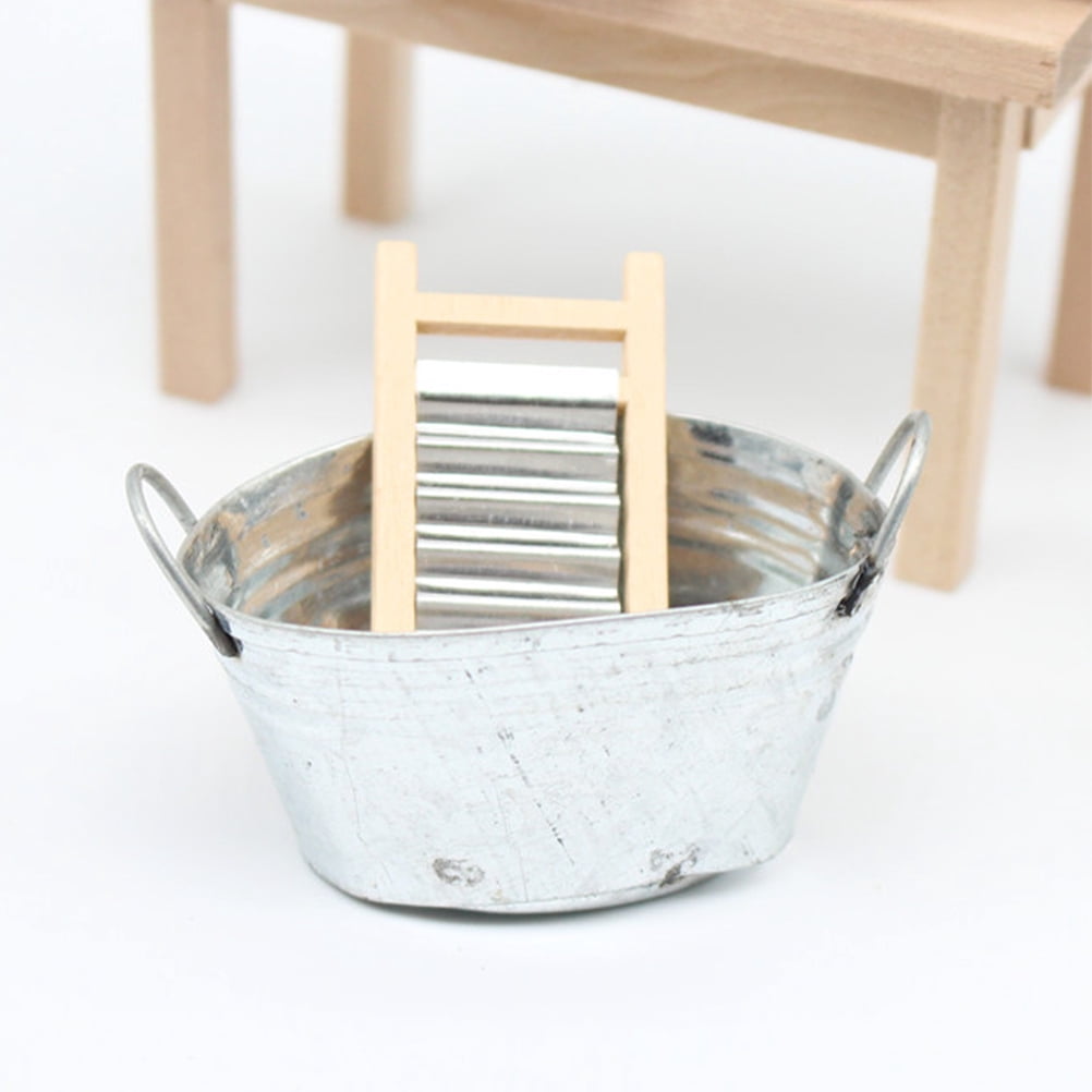 RENACLIPY Miniature Furniture Model Mini House Washboard and Bucket for ...