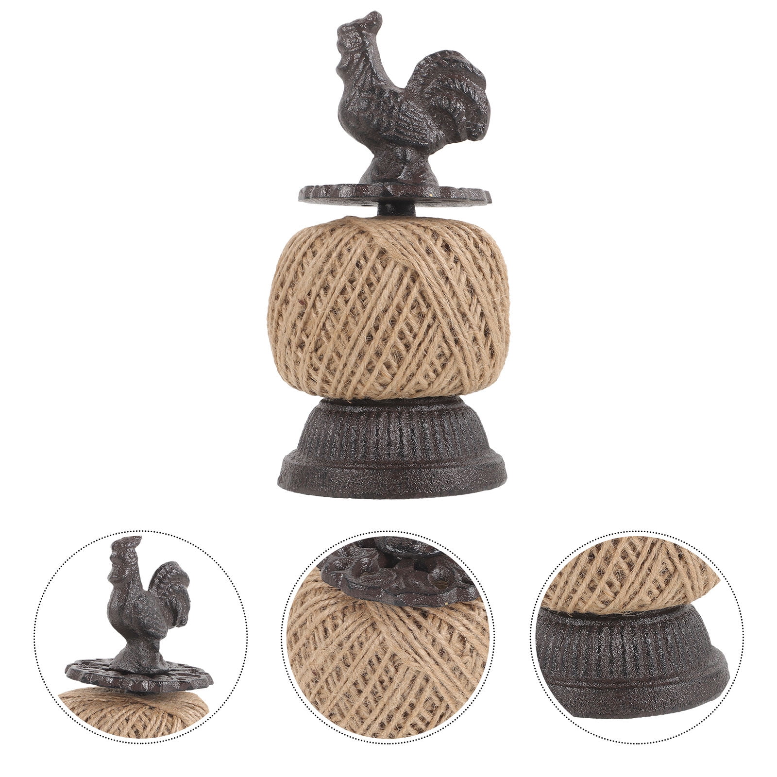 RENACLIPY Natural Wood Spool Iron Rooster Statue Multi 1Pcs Storage ...
