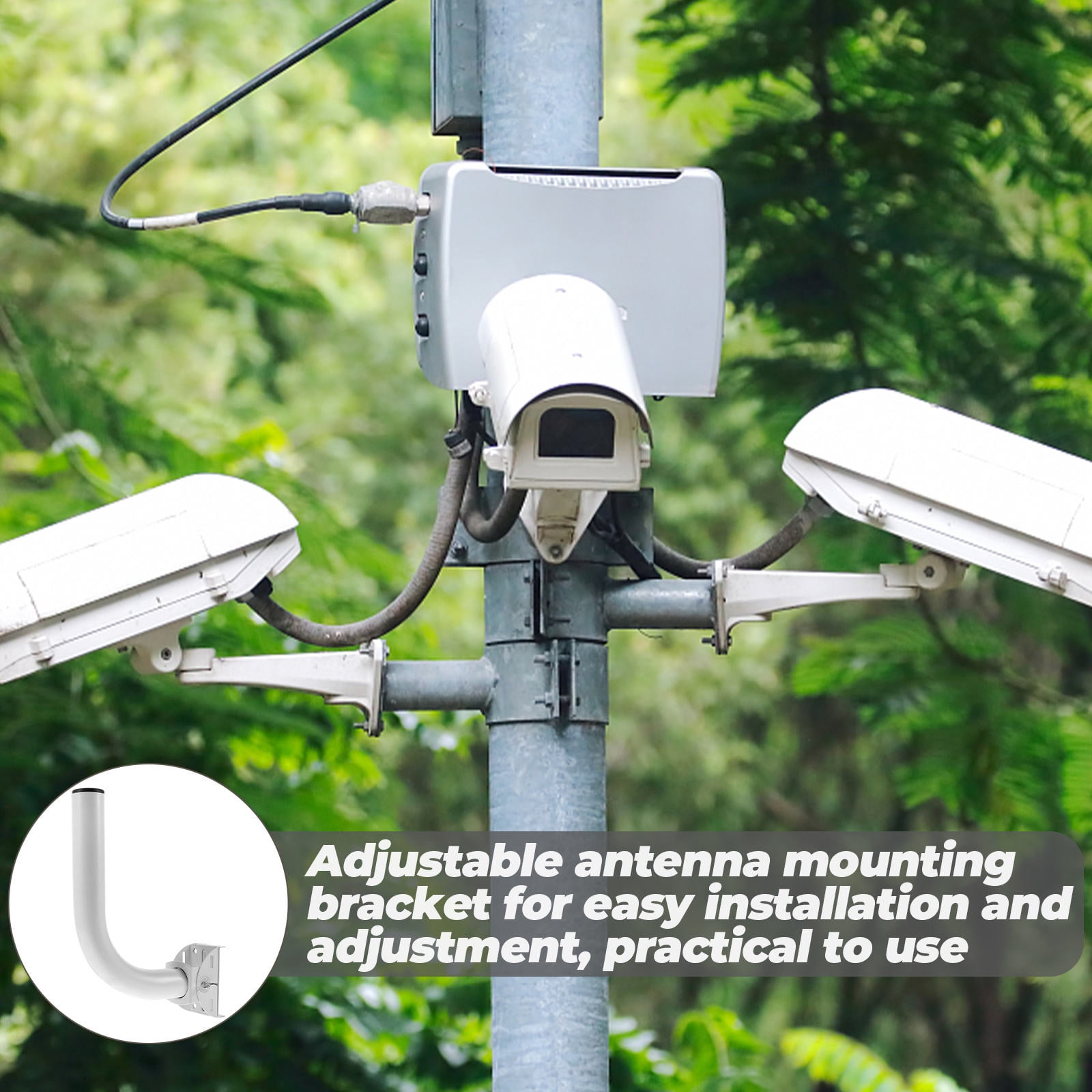 RENACLIPY Durable White Iron Antenna Mounting Bracket Pole for Outdoor ...