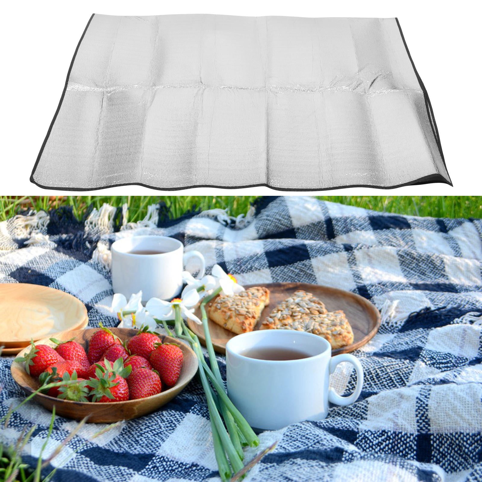 RENACLIPY Folding Mat Pad for Camping Plated Silver Waterproof Double ...