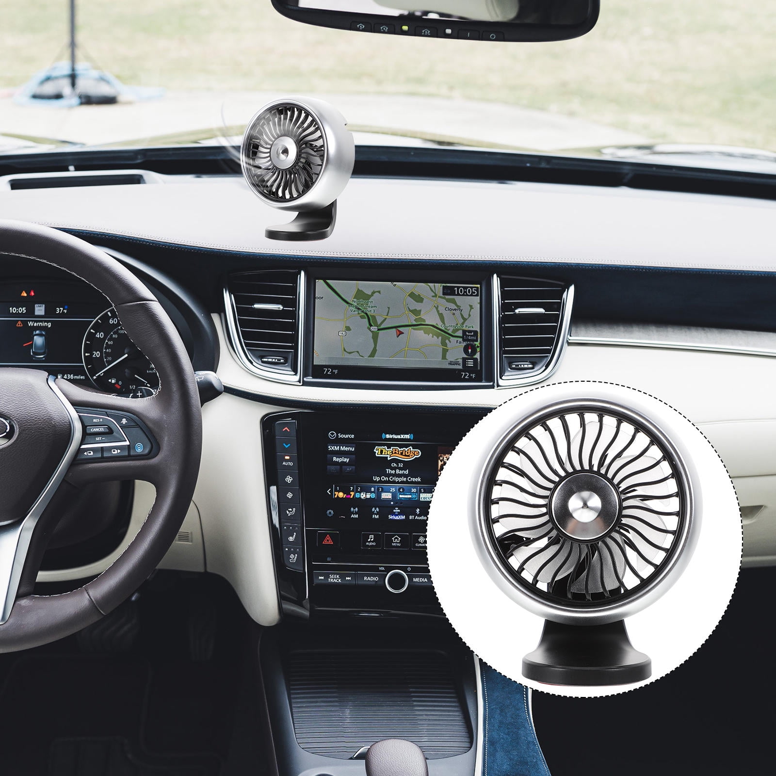RENACLIPY Portable Car Fans Cooling 1Pack Silver Square Design for ...