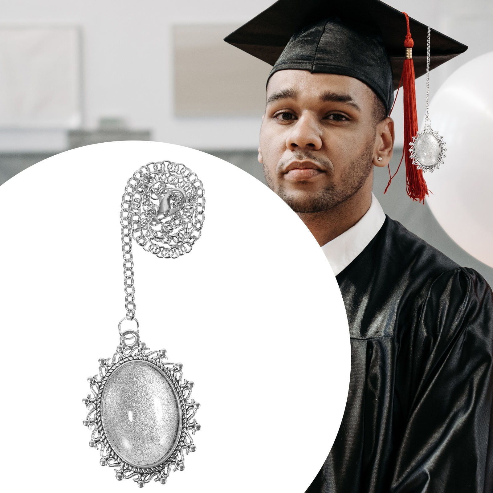 RENACLIPY Silver Graduation Cap Photo Charm for DIY Memorial Photo ...